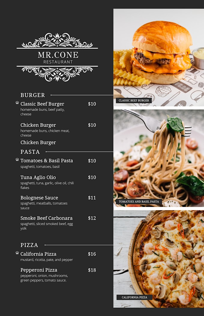 Design a professional menu for your small restaurant by Muhammadahme918 ...