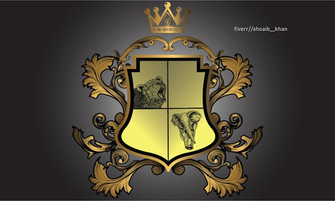 Create unique luxury regal heraldic family crest and coat of arms logo ...