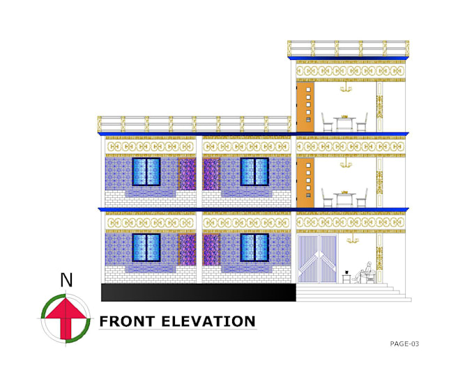 Draw 2d floor plan and elevation in autocad