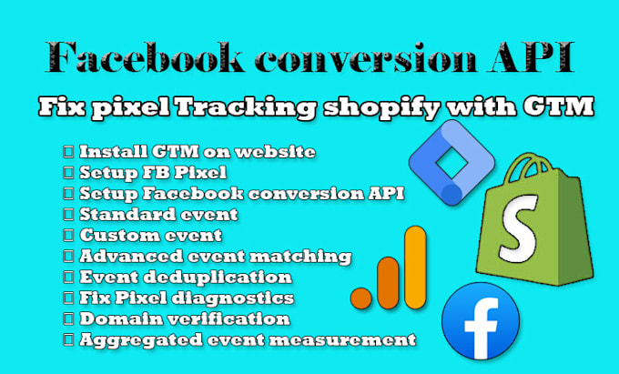 Facebook conversion api setup and fix pixel tracking shopify with gtm by Abulkashem15 | Fiverr