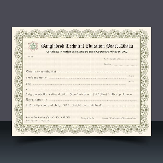 Design awesome government certificate for you by Nazmulhasan5404 | Fiverr