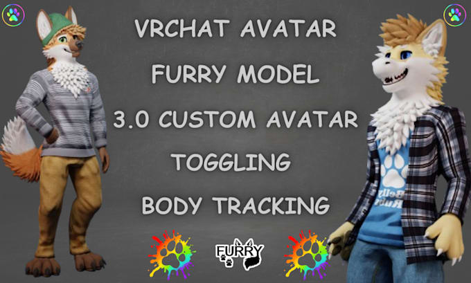 Create custom 3d furry avatar, furry vrchat avatar, vr chat avatar, vr avatar by Lency_vrchat ...