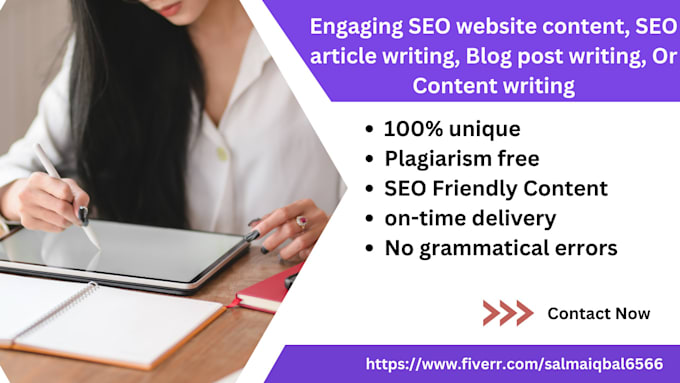 Write engaging seo website content, blog post content by Salmaiqbal6566 ... Write engaging seo website content, blog post content by Salmaiqbal6566 ...