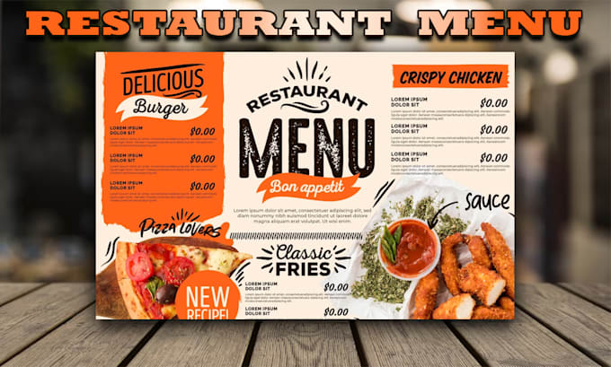 Create food menu design, restaurant flyer, restaurant logo, price list ...