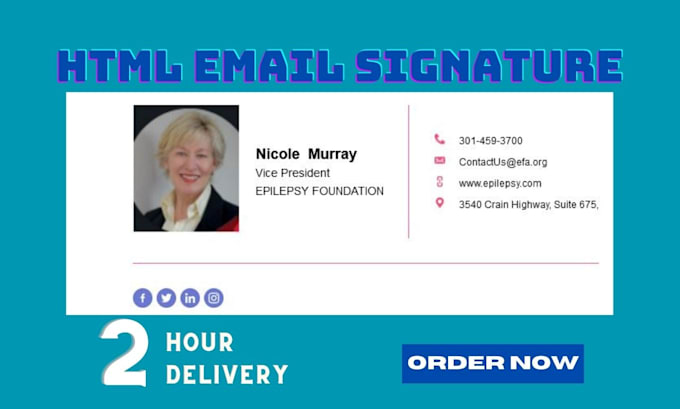Do create html email signature mail signature outlook signature by Ohabali5afp | Fiverr