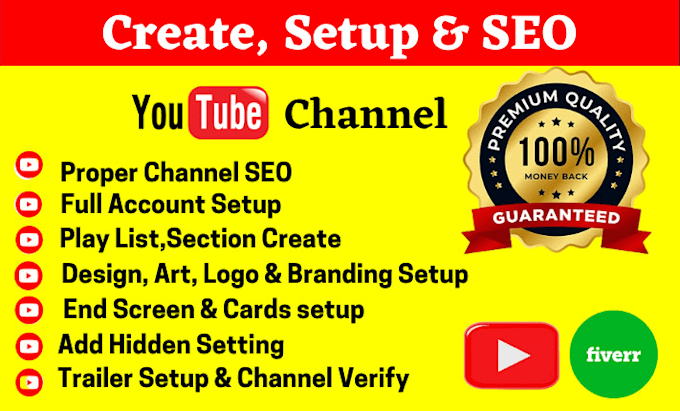 Create youtube channel setup and design with logo, banner, seo by Md ...