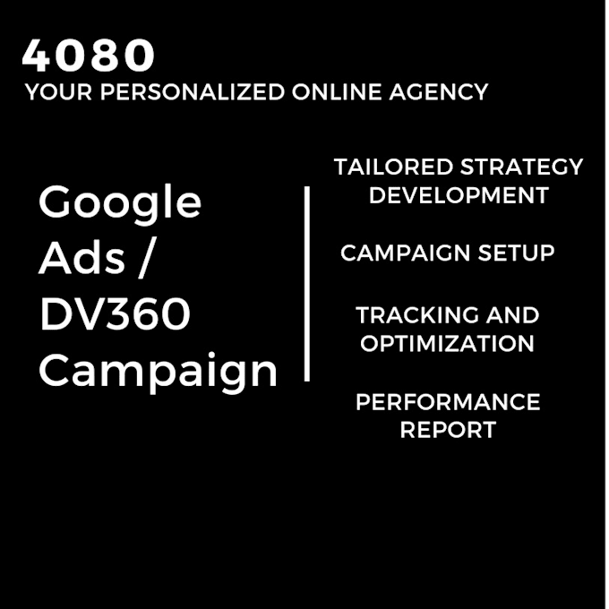Plan, execute and optimize your google ads or dv360 campaign by Agence4080 | Fiverr