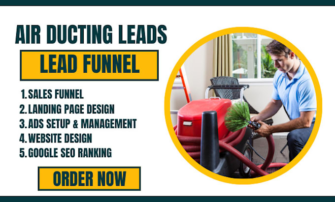 Generate air duct leads or dryer vent leads, hvac leads, air duct leads ...