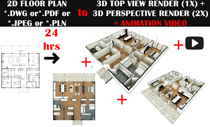 Make 3d floor plan rendering and animation , house by Asliarch | Fiverr