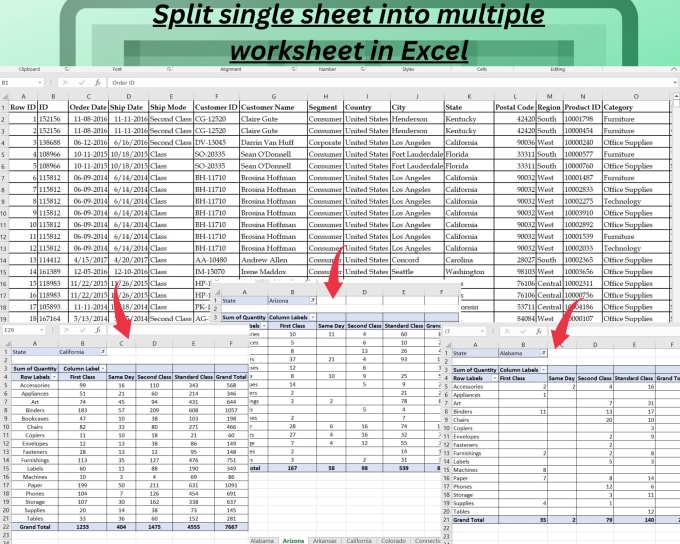 Splitting data into multiple tabs in excel by Tilabadgujar | Fiverr