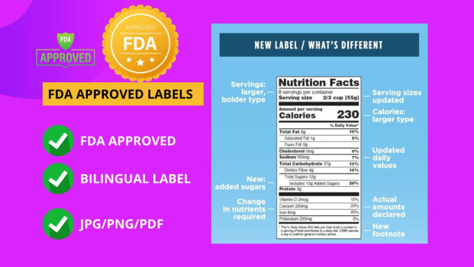 Create fda nutrition fact label fda label by Syedarsh | Fiverr