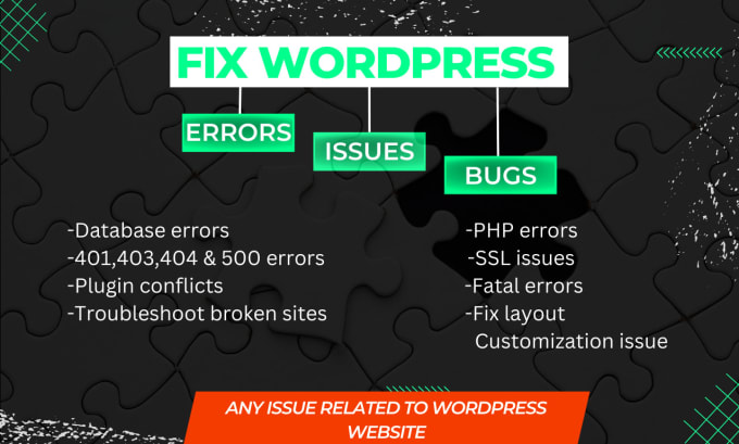 Troubleshoot your wordpress website and fix errors and bugs by Rabbia ...