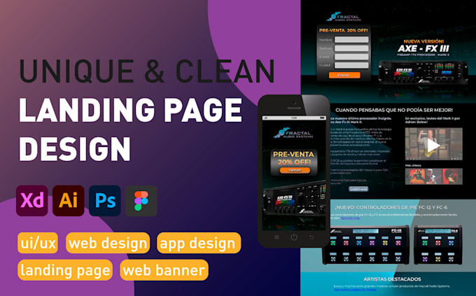 Do clean professional web landing page ui ux design by Lucasdentone ...