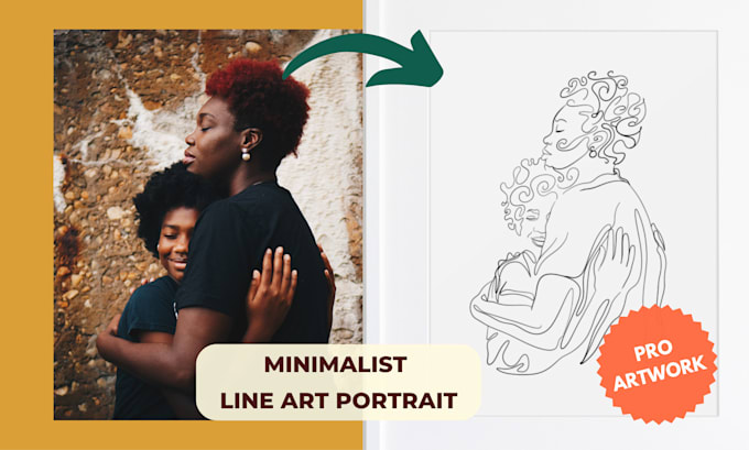 Draw a minimalist line art portrait illustration from you photo by Mary ...