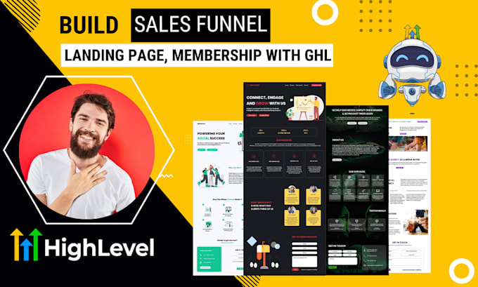 Build sales funnel ghl, landing page, membership on go high level ...
