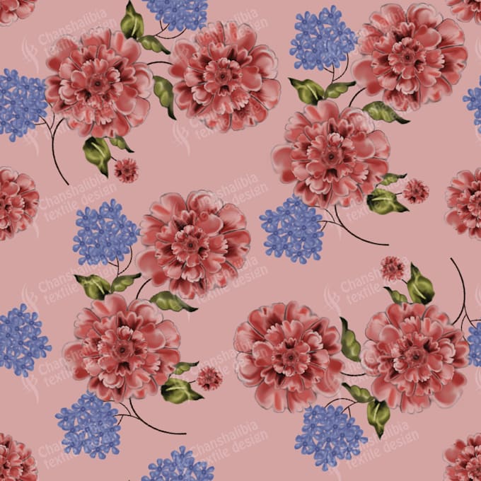 Create textile repeat flower pattern by Chanshalibia | Fiverr