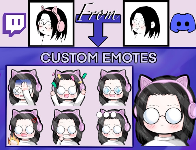 Create cute custom emotes for twitch and discord by Arael_ | Fiverr