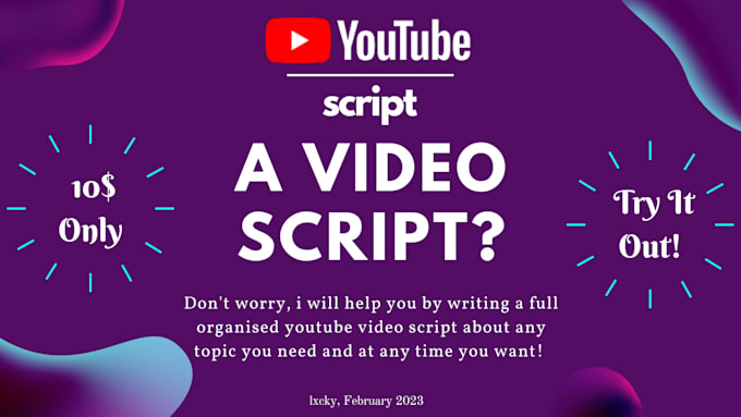 Write a professional youtube video script for you by Lxcky001 | Fiverr