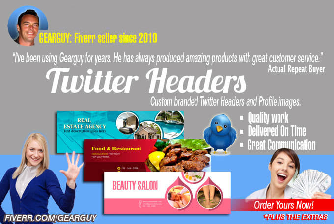 Design a twitter header cover graphic or profile image by Gearguy | Fiverr
