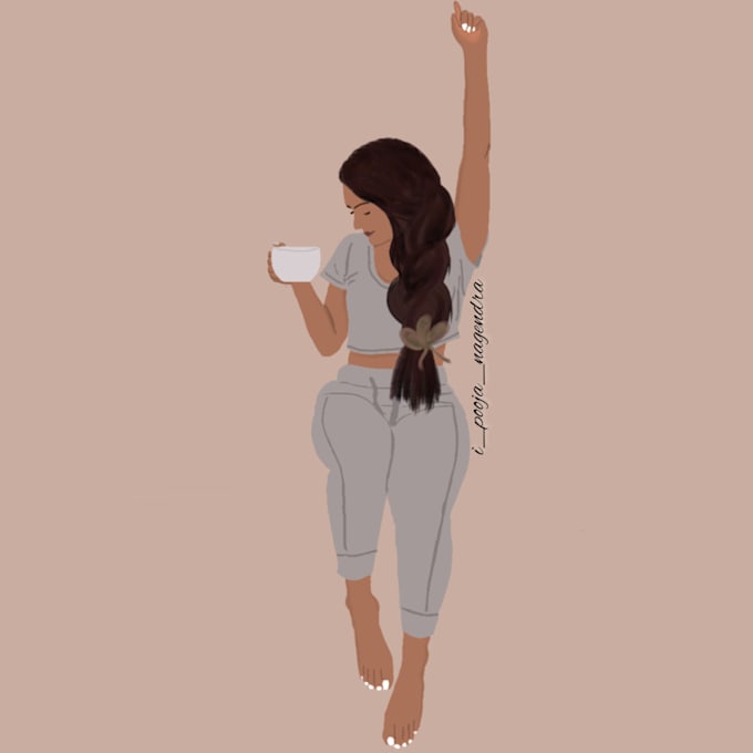 Draw Digital Faceless Portrait Illustration Minimalistic By
