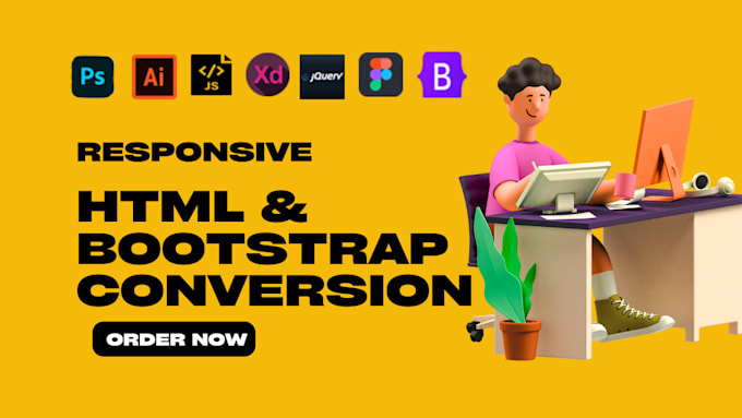 Convert psd to html, figma to html, xd to html, css responsive bootstrap by Trustymarketer | Fiverr