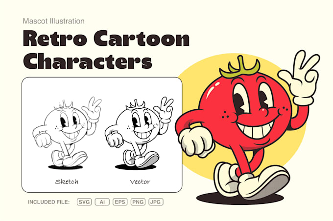 Create retro mascot character illustration by Graptailstudio | Fiverr