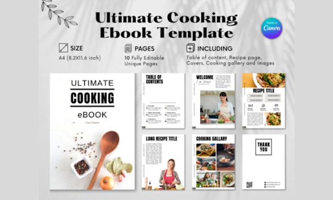 Give 10 pages editable cooking recipe ebook canva template by ...