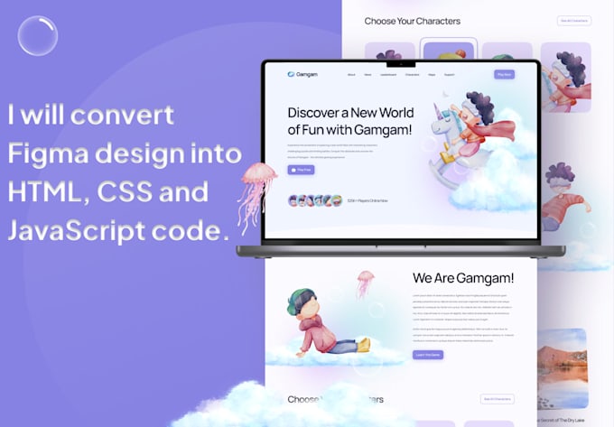 Convert figma designs to html, css and js code by Juliagorobez | Fiverr