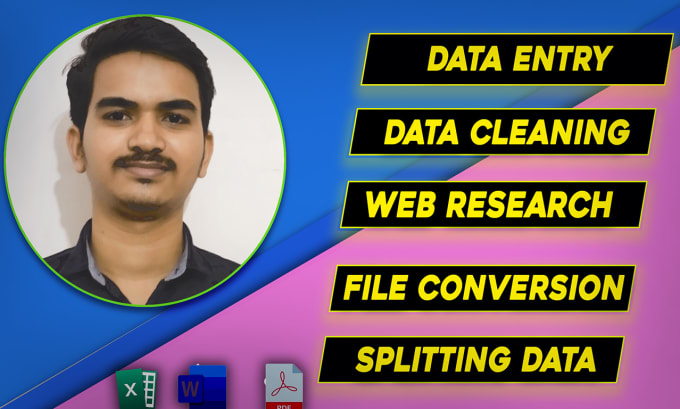 Do Data Cleaning Web Research Data Entry And Splitting Excel Data Convert File By
