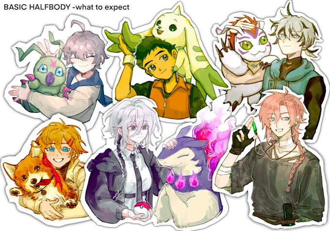 Create an anime manga style illustration of characters by Mingolia | Fiverr