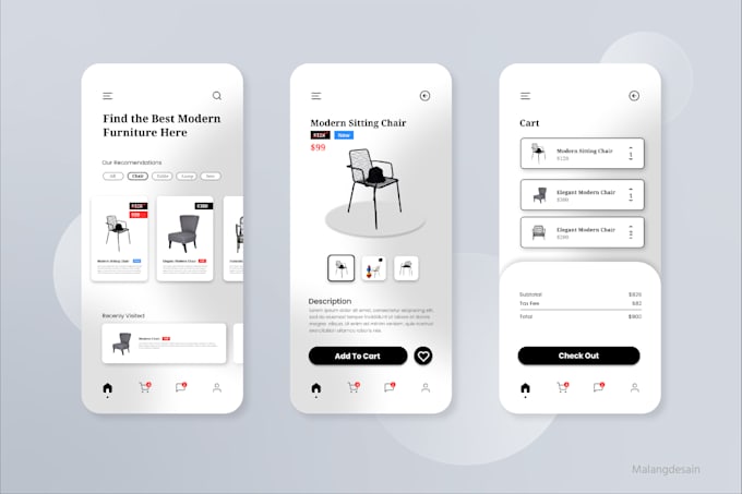 Design mobile app ui ux with figma for ios and android by Malangdesain | Fiverr