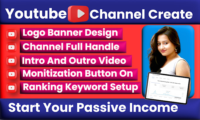 Youtube channel create and setup, with logo banner design, seo and ...