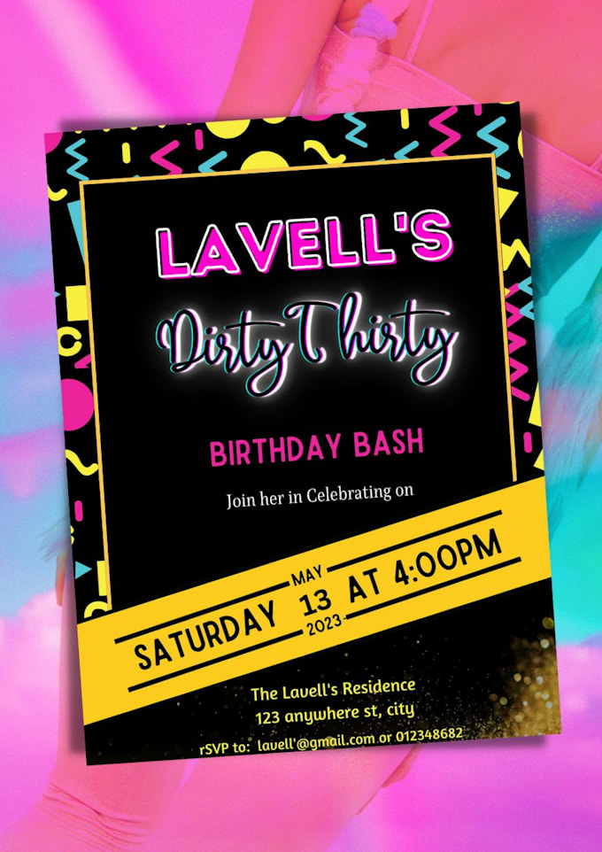 Do 90s classy invitation card for your birthday by Printask | Fiverr