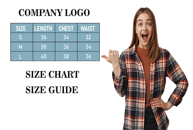 Design clean and professional size charts by Farhansyed665 | Fiverr