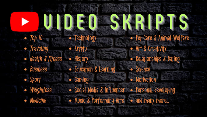 Create unique scripts for your youtube videos by Carusain | Fiverr