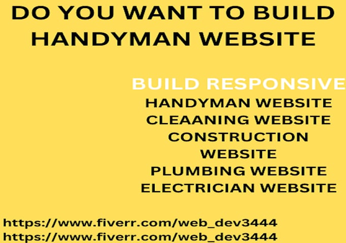 Design handyman website for construction, plumbing, cleaning ...