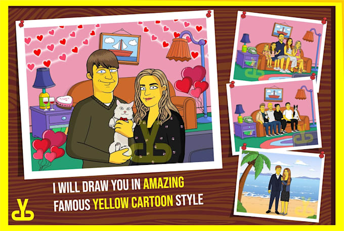 Draw you in amazing famous yellow cartoon style by Reeftech | Fiverr