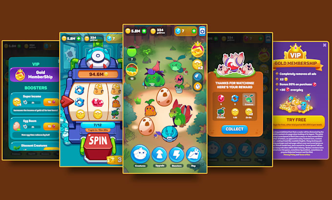 Design creative game ui, menus, buttons, icons by Giantsword | Fiverr