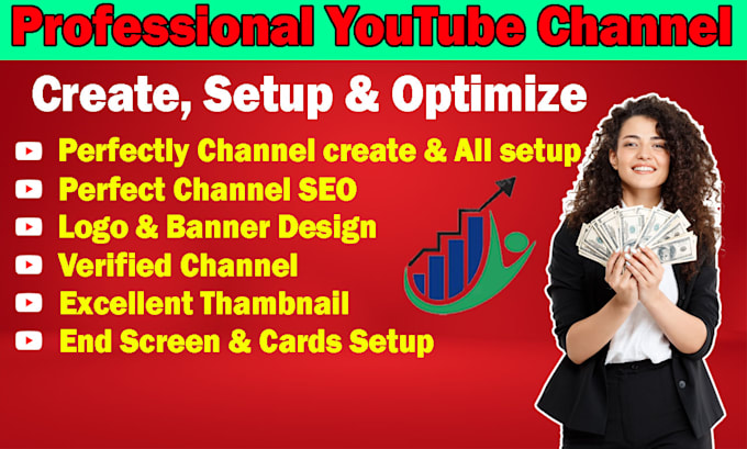 Create setup youtube channel with a logo, banner, intro, seo by Mdtuhin122 | Fiverr