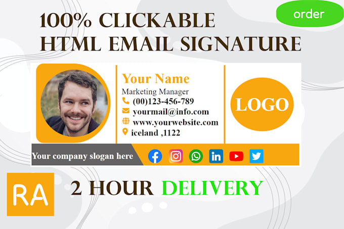 Create html email signature for gmail outlook yahoo by Rinyalves | Fiverr