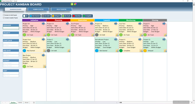 Create a dynamic drag and drop microsoft excel kanban board by Vusishongwe | Fiverr
