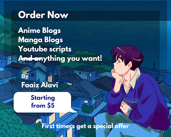 Write a creative anime and manga script by Faaizalavi | Fiverr