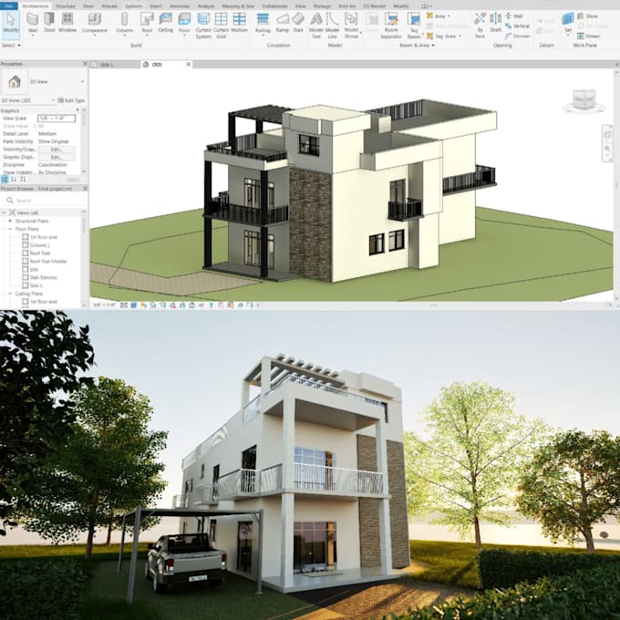 Convert your 2d plan into a 3d model with revit and sketchup by Savindu_sath | Fiverr