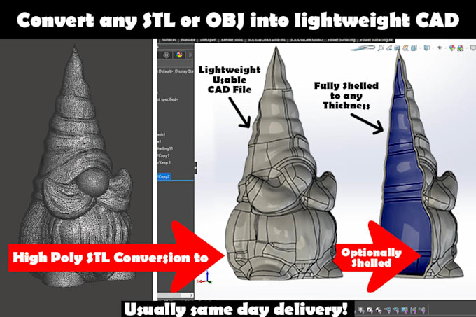 Convert your stl or obj into a step, iges, and parasolid by Alexcook937 ...