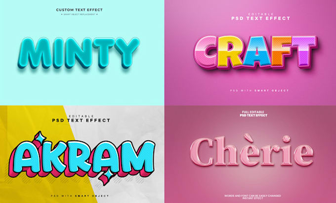 Create 3d text effects, font logo, or custom lettering by Akramredaoui1 ...