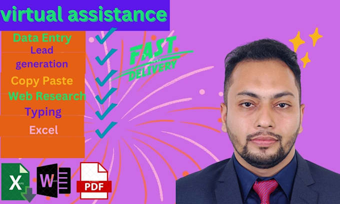 Be your virtual assistant for data entry,copy paste, typing, web research, excel by Leadnexus ...