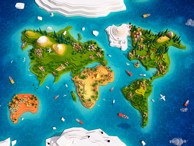 Create you a 3d map or scene in low poly style by Tomislabogats | Fiverr