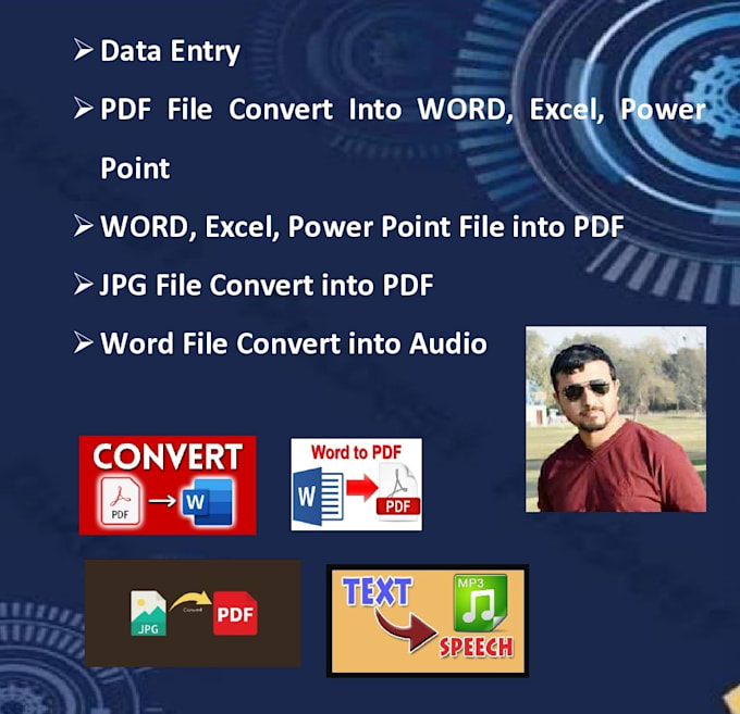 Do data entry, word, excel file into pdf or pdf into word by Wajids_273 | Fiverr
