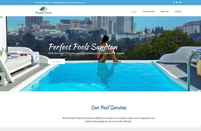 Design swimming pool cleaning, and pool construction website by Obey ...