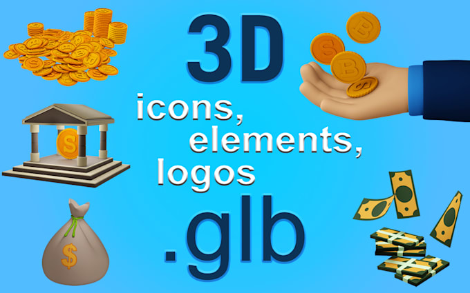Create 3d glb icons elements or logo for mobile web ar vr by Grindi ...